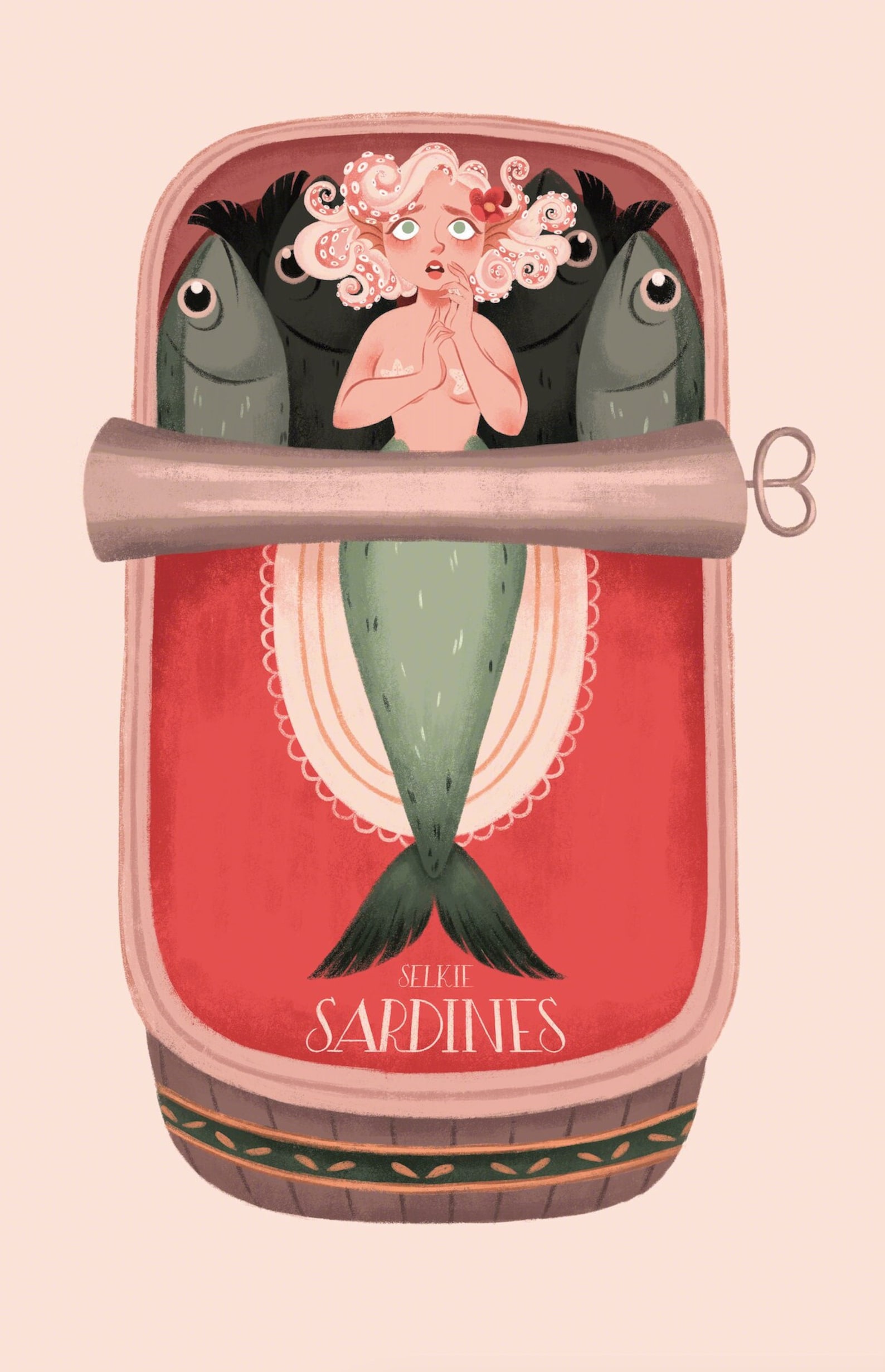 Sardine Mermaid Print - Original Character - Large Print - Etsy