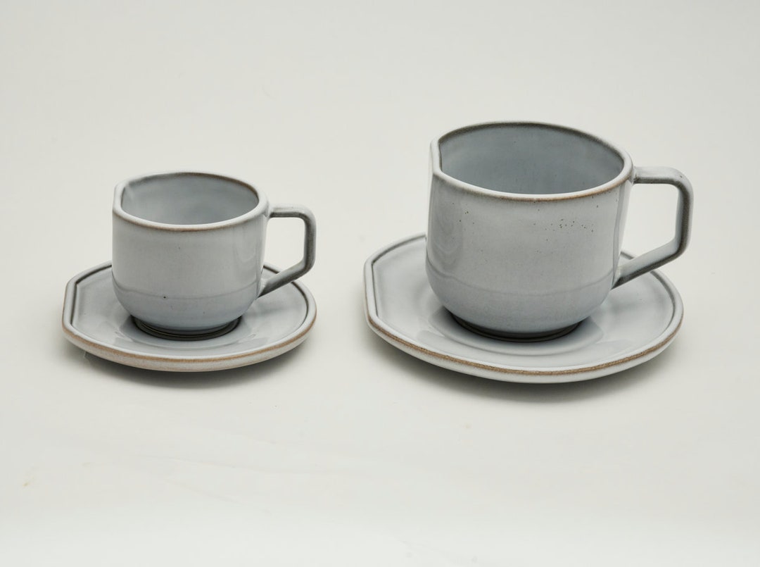 Sets of Stone Grey Cups/mugs With Saucer - Etsy