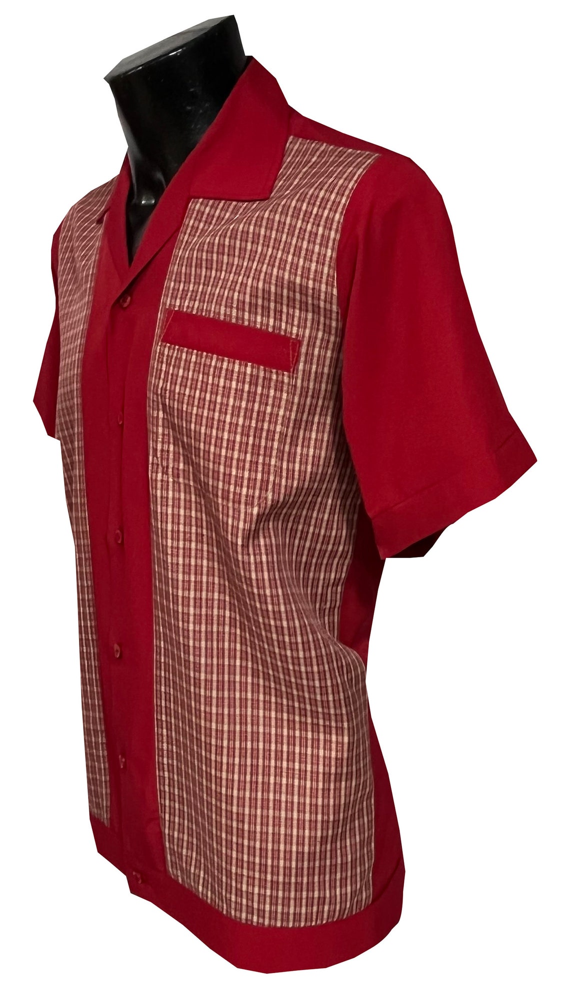 Red & Plaid Bowling Shirt. Swing Jive Rockabilly 50s. 100% Cotton ...