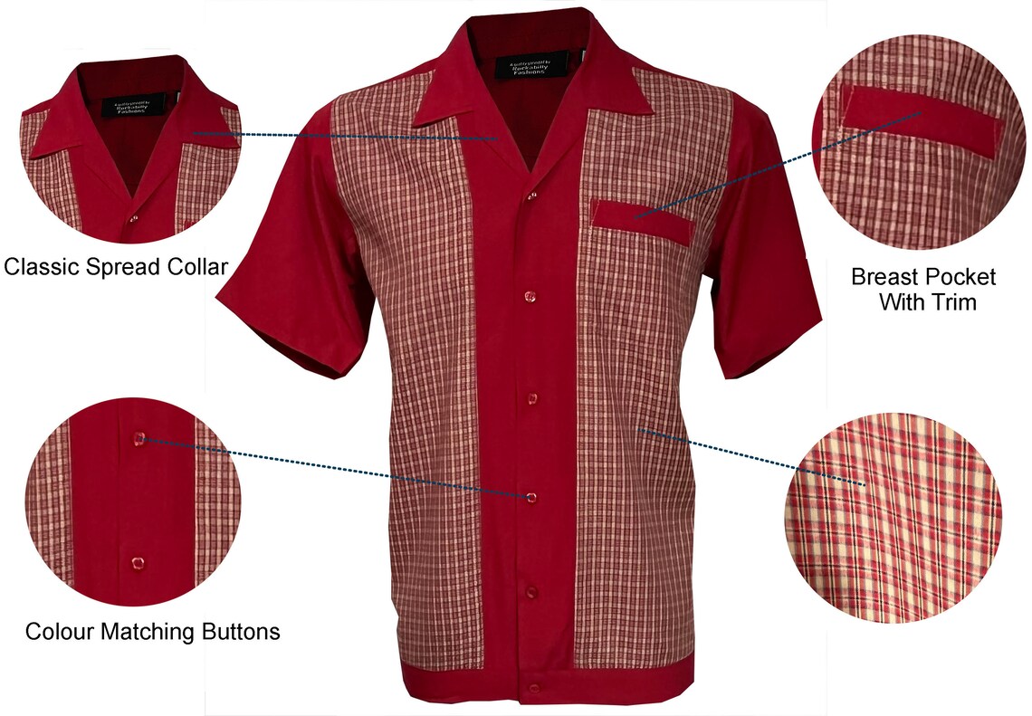 Red & Plaid Bowling Shirt. Swing Jive Rockabilly 50s. 100% Cotton ...