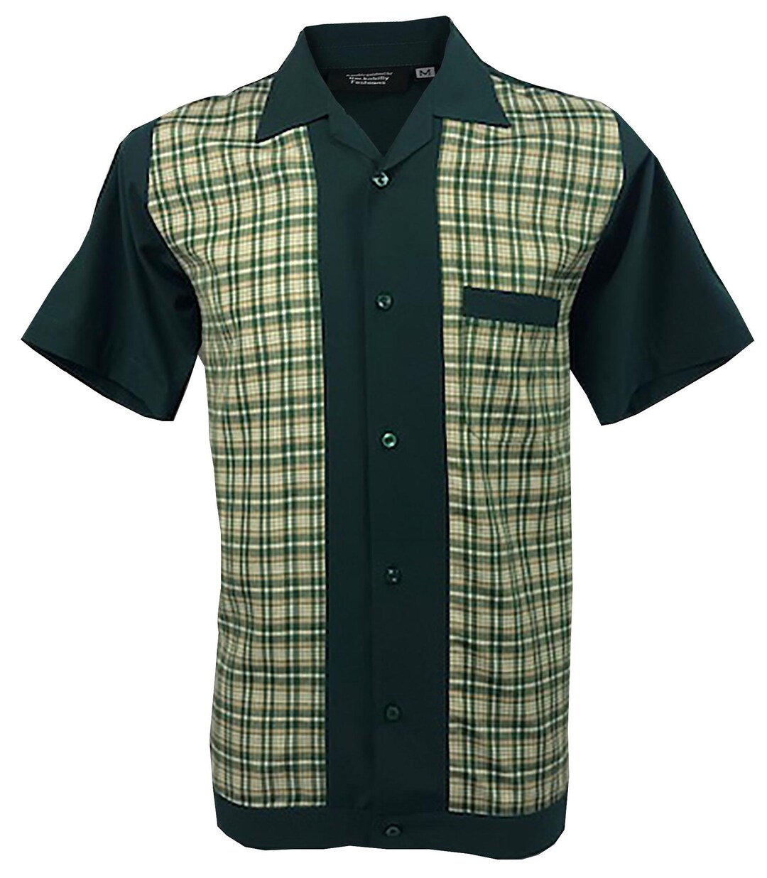 Plaid Panel Bowling Shirt, 50s Rockabilly Style, 100% Cotton - Etsy