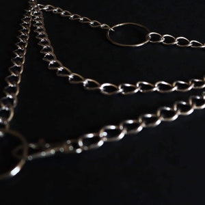 Three-row Necklace With Silver Color Chain and O Ring // Chain Choker ...