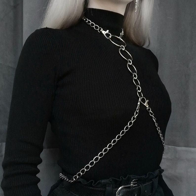 Silver Color Chain Harness and Multiple Rings - Etsy