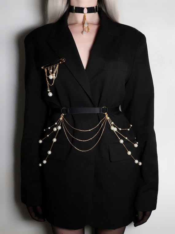 Evening Belt Decorated With Chains and Glass Beads - Etsy