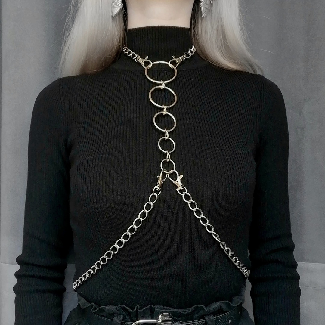 Silver Color Chain Harness and Multiple Rings - Etsy