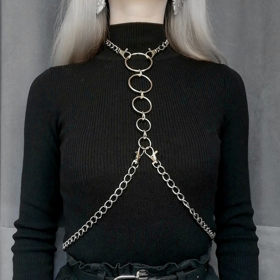 Silver Color Chain Harness and Multiple Rings - Etsy