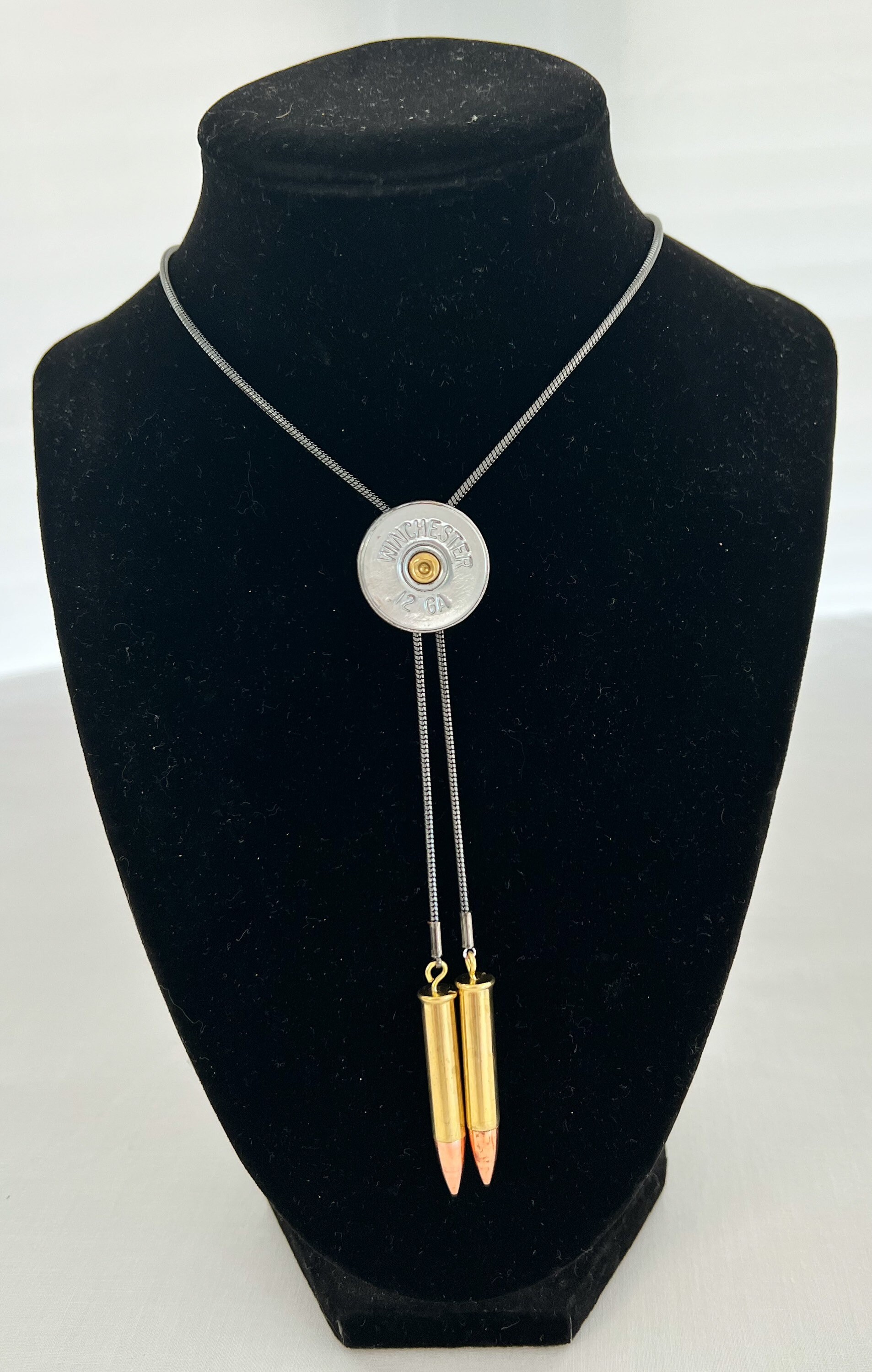 12 Gauge Shotgun Shell Bolo Tie With Snake Chain and 22 Caliber Bolo ...