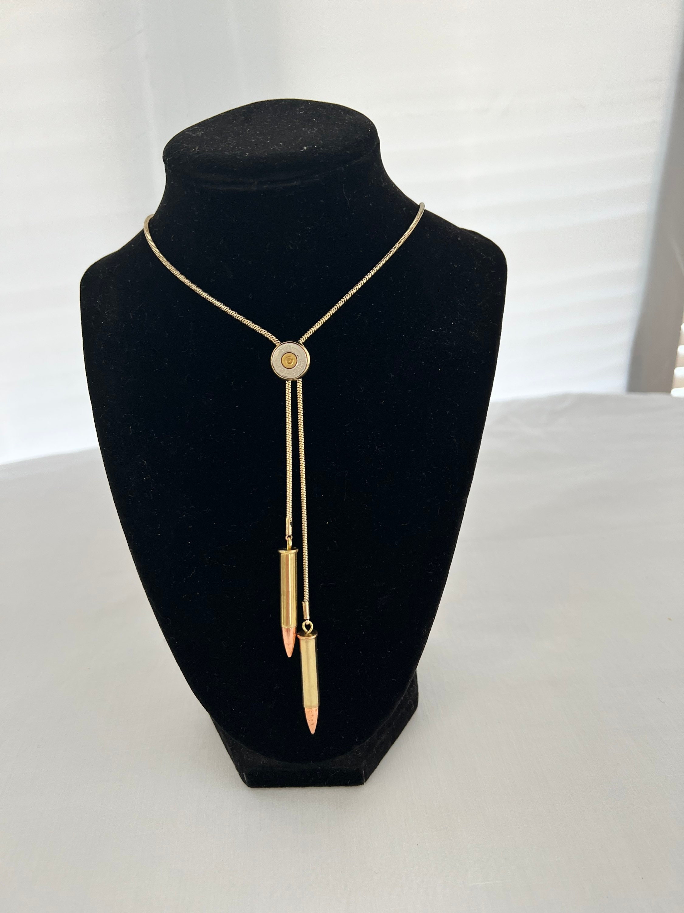 Snake Chain Bolo Tie With Bullet Slides and 22 Caliber Bolo Ends - Etsy