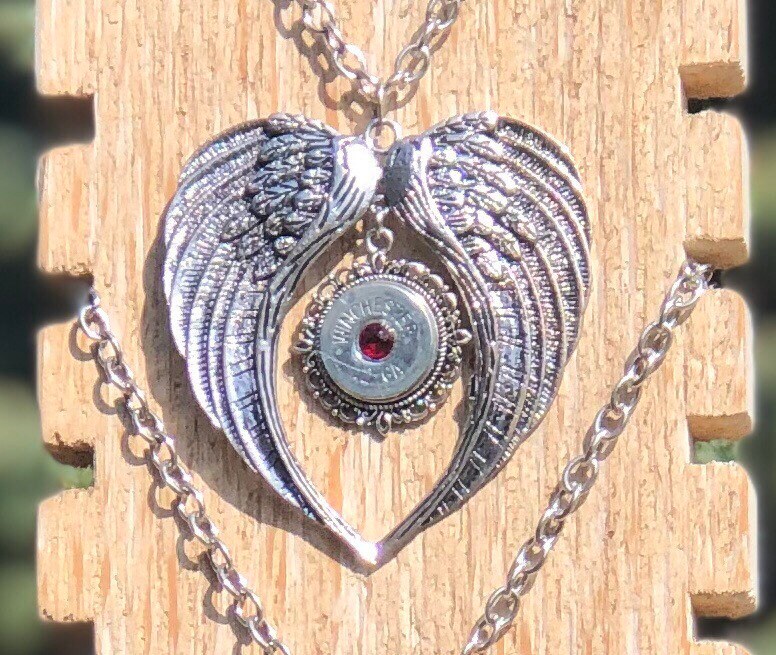 Angel Wings Pendant Necklace With 12 Gauge Shotgun Shell - Etsy