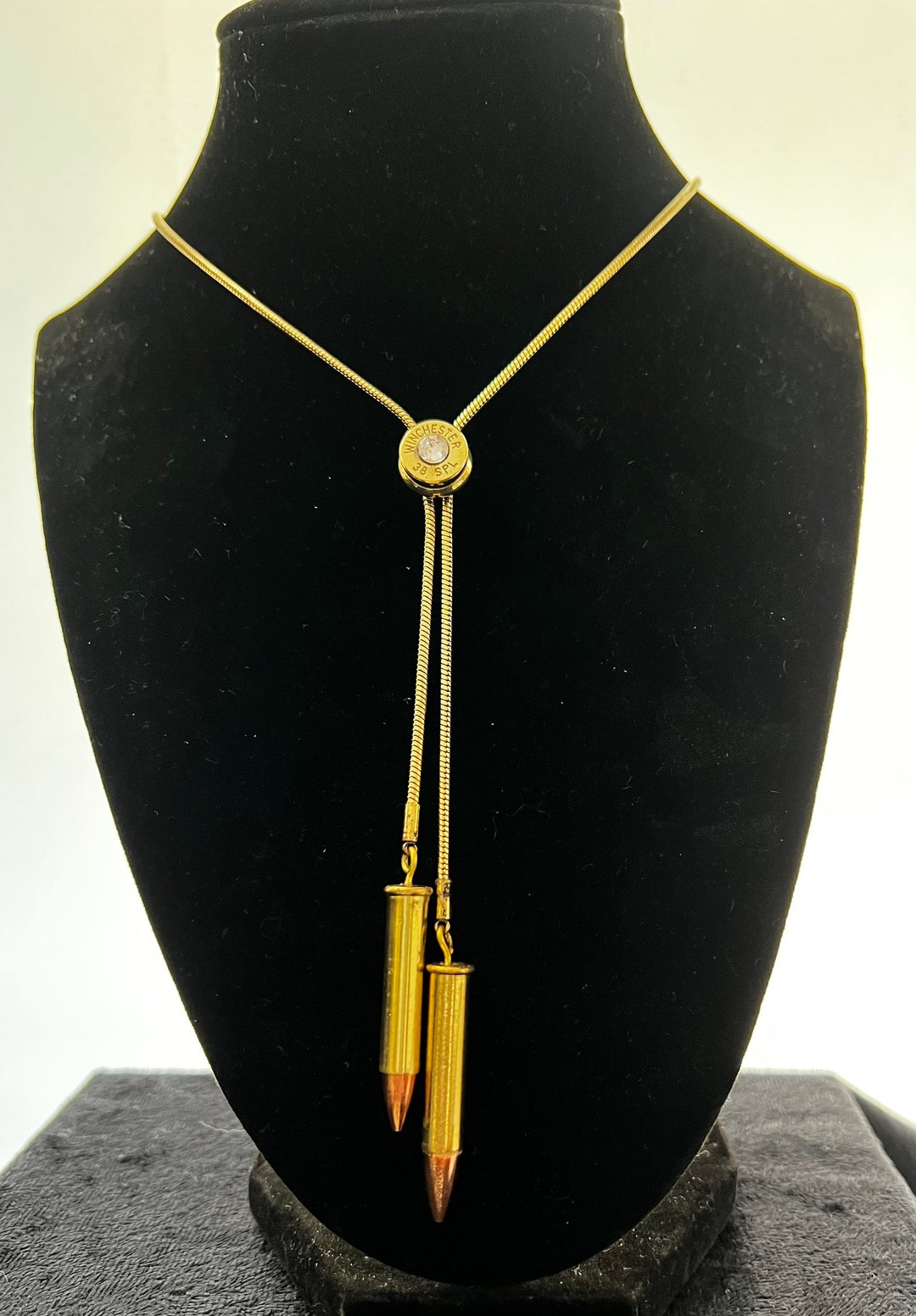 Snake Chain Bolo Tie With Bullet Slides and 22 Caliber Bolo Ends - Etsy