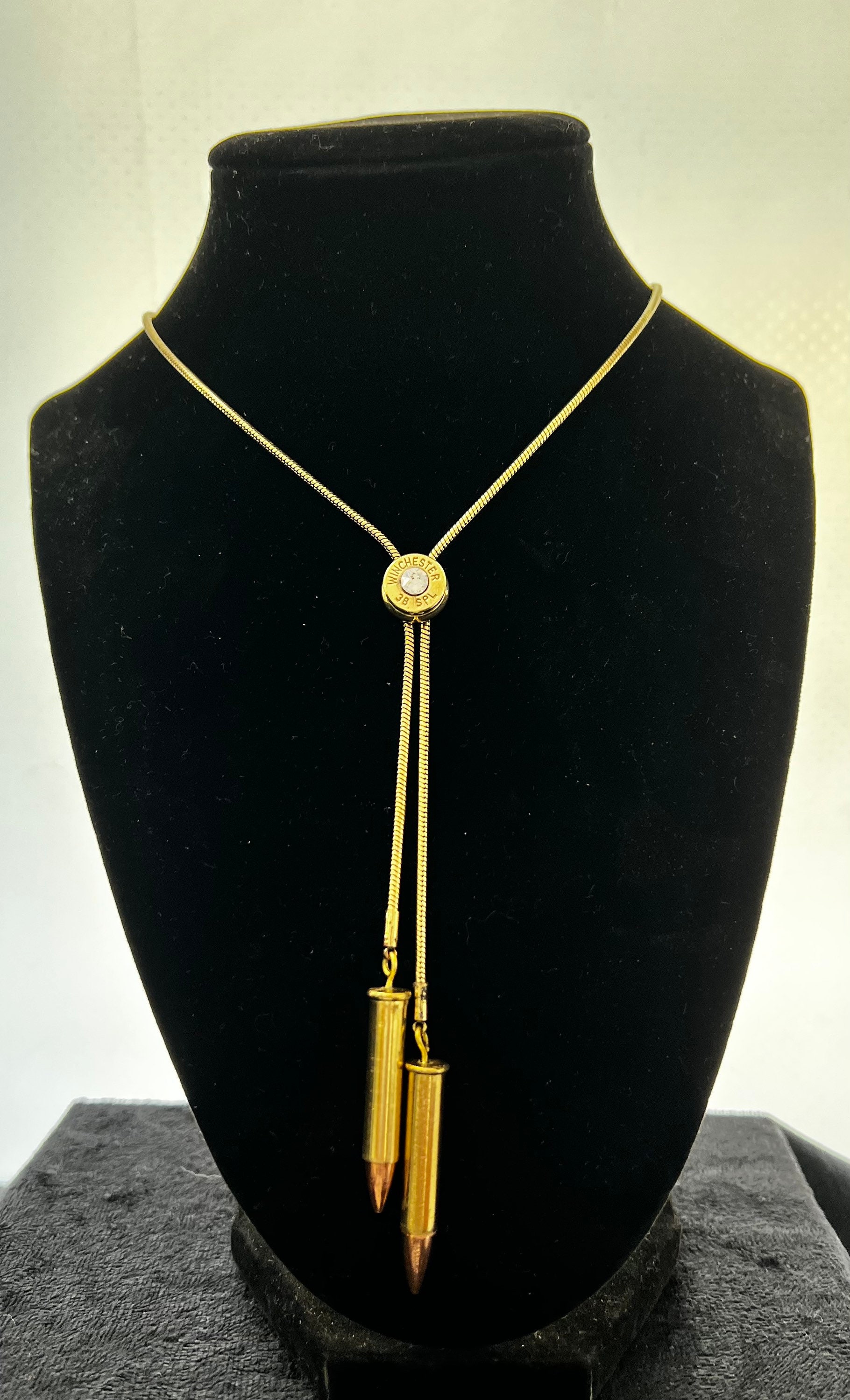 Snake Chain Bolo Tie With Bullet Slides and 22 Caliber Bolo Ends - Etsy