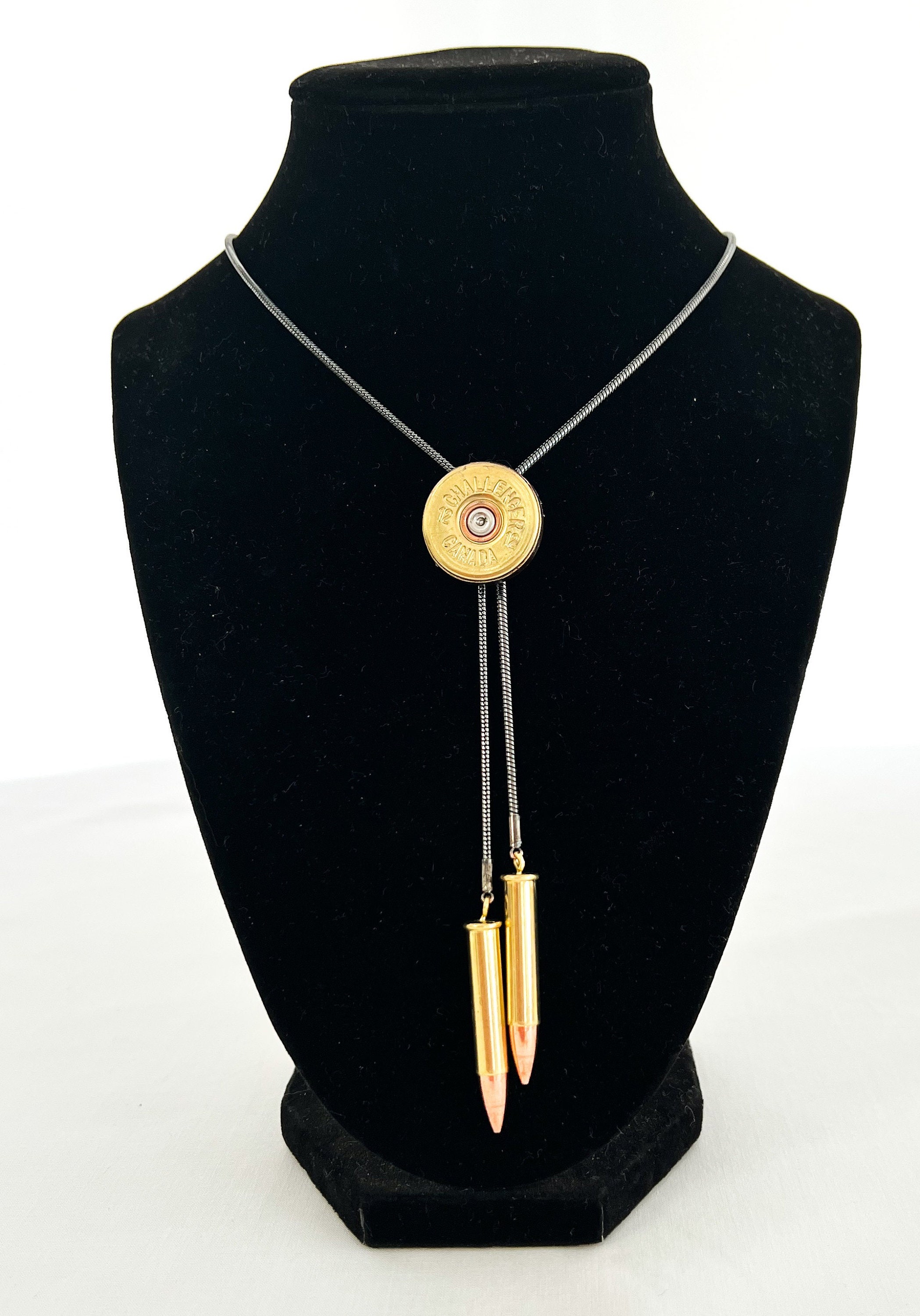 12 Gauge Shotgun Shell Bolo Tie With Snake Chain and 22 Caliber Bolo ...
