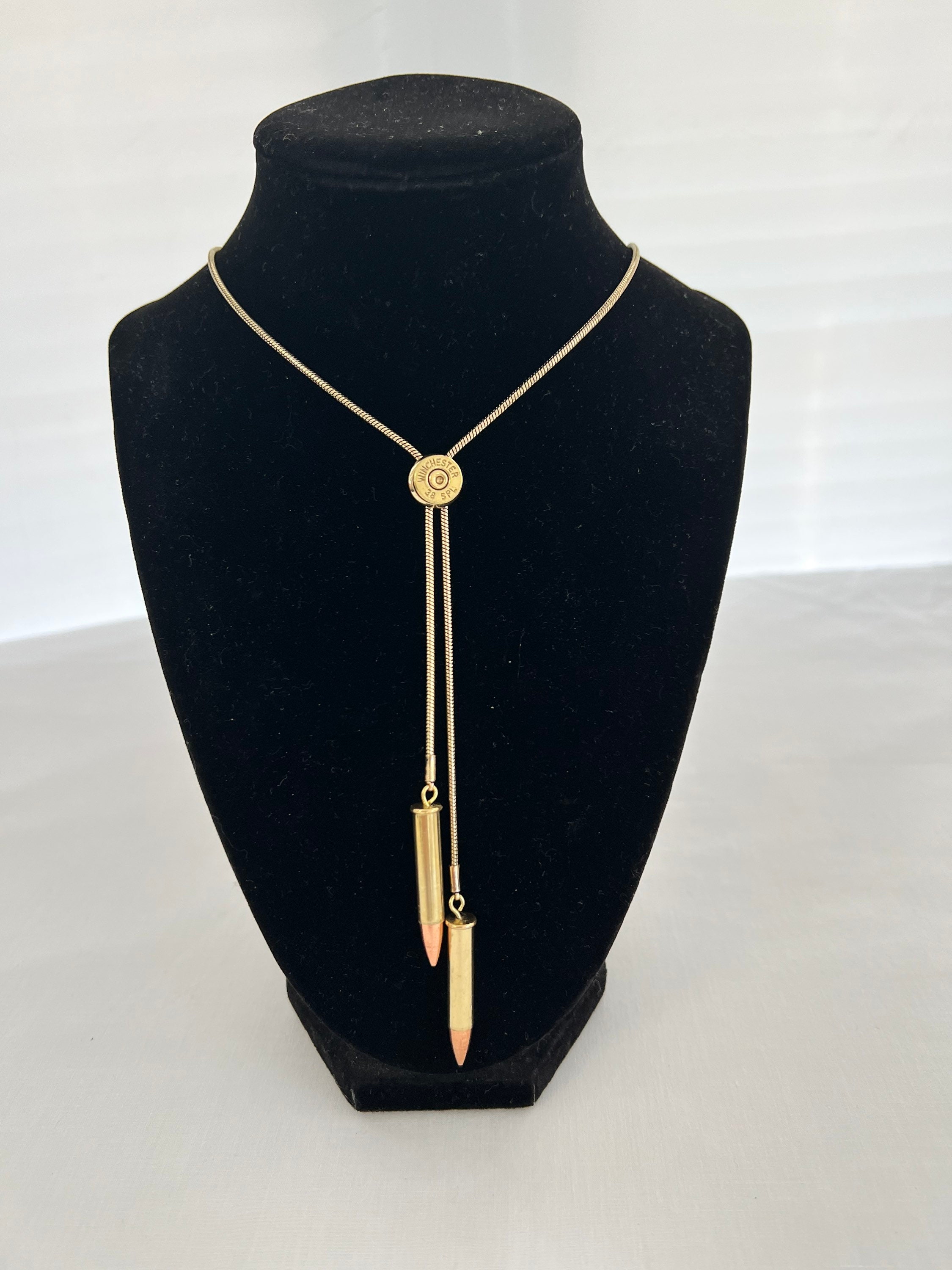 Snake Chain Bolo Tie With Bullet Slides and 22 Caliber Bolo Ends - Etsy
