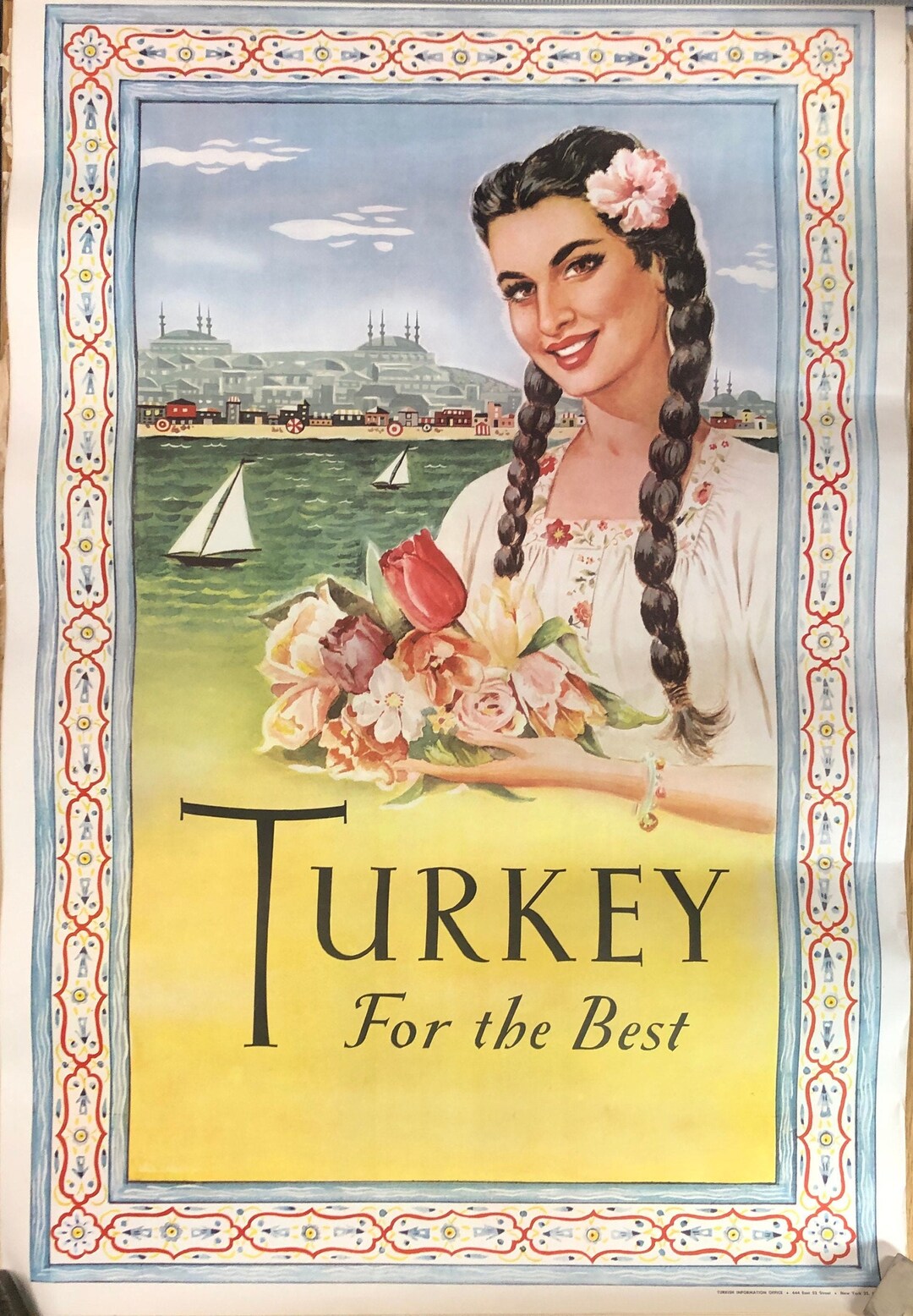 1950s Original Vintage Illustrated Travel Poster - TURKEY // for the ...