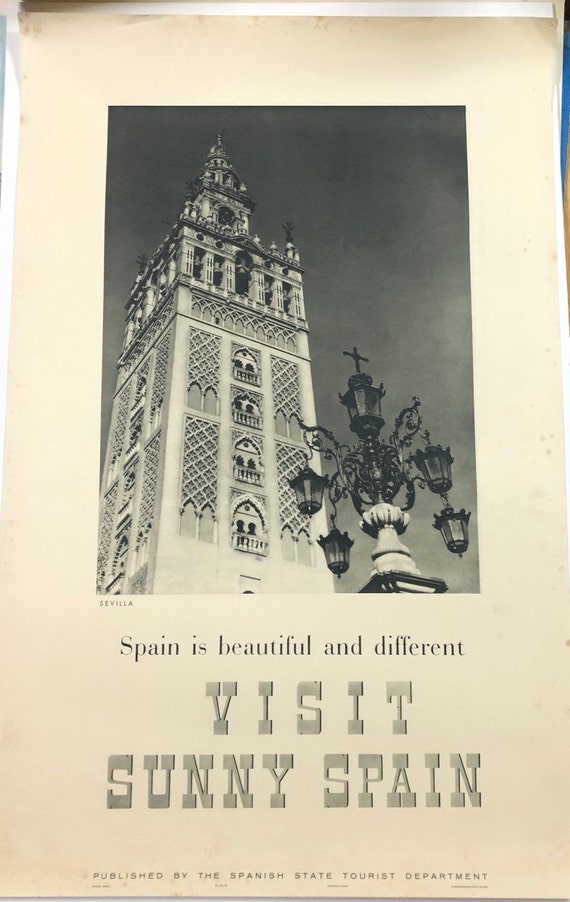 1950s Original Vintage Travel Poster SPAIN // Sevilla | Etsy