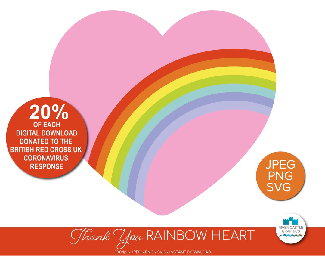 Rainbow Heart Digital Download Rainbow Heart Vector Heart - Etsy
