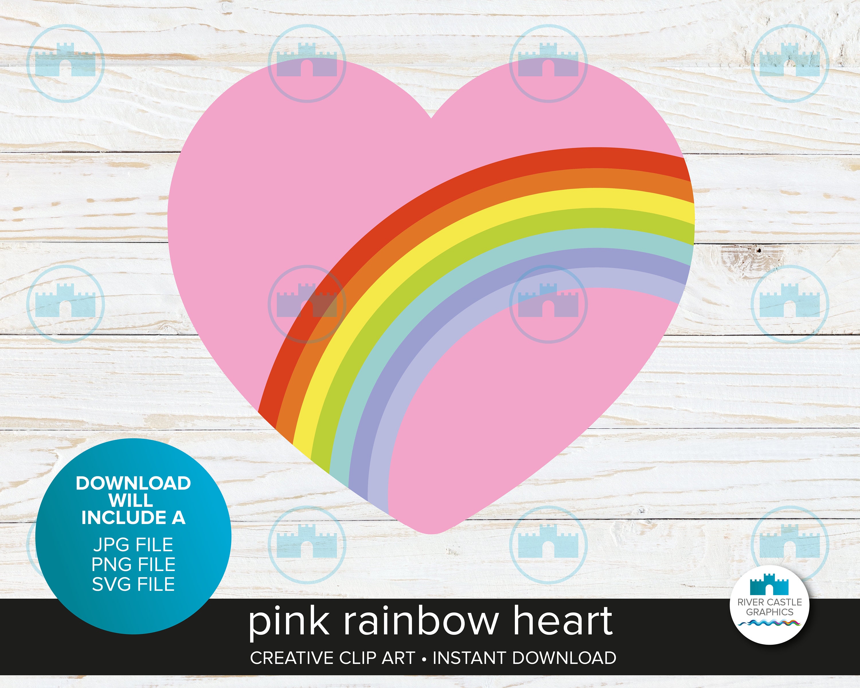 Rainbow Heart Digital Download, Rainbow Heart Vector, Heart Rainbow ...