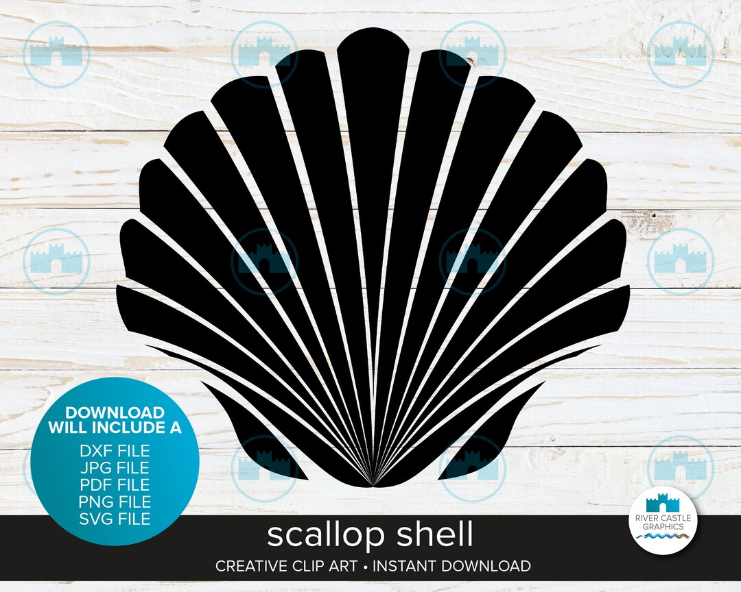 Scallop Shell Clip Art, Sea Shell Clipart, Sea Shell Art, Beach Art ...