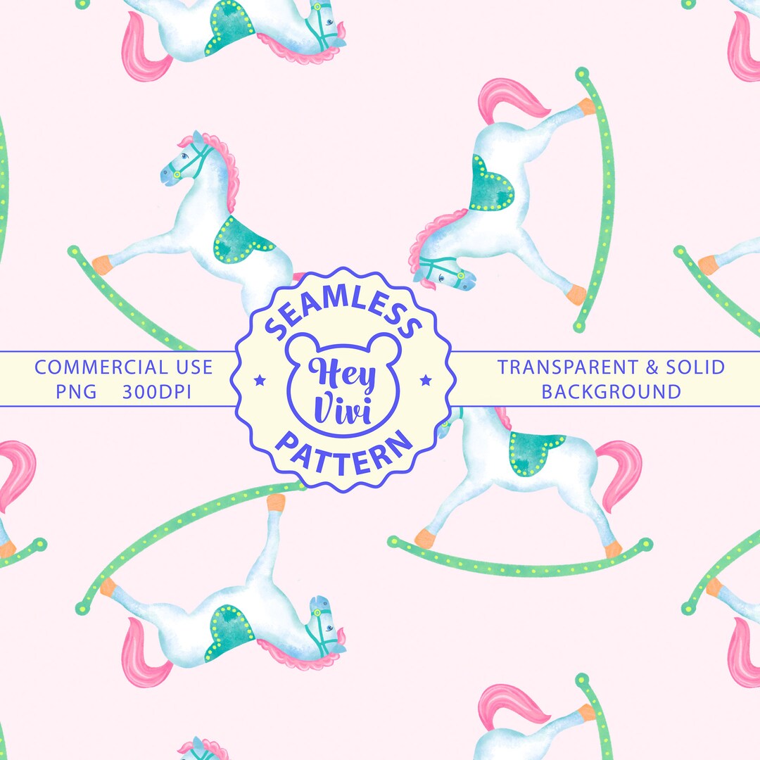 Pastel Rocking Horse Seamless Pattern Png Whimsical - Etsy