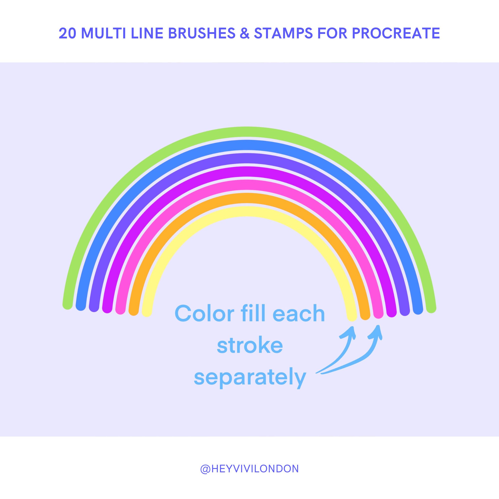 Multi Line Procreate Brushes, Rainbow Maker Stamp Brushes, Multiline ...