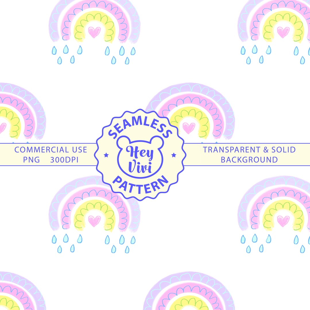 Boho Watercolor Rainbow Seamless Pattern Png, Cute Kids Candy Color ...