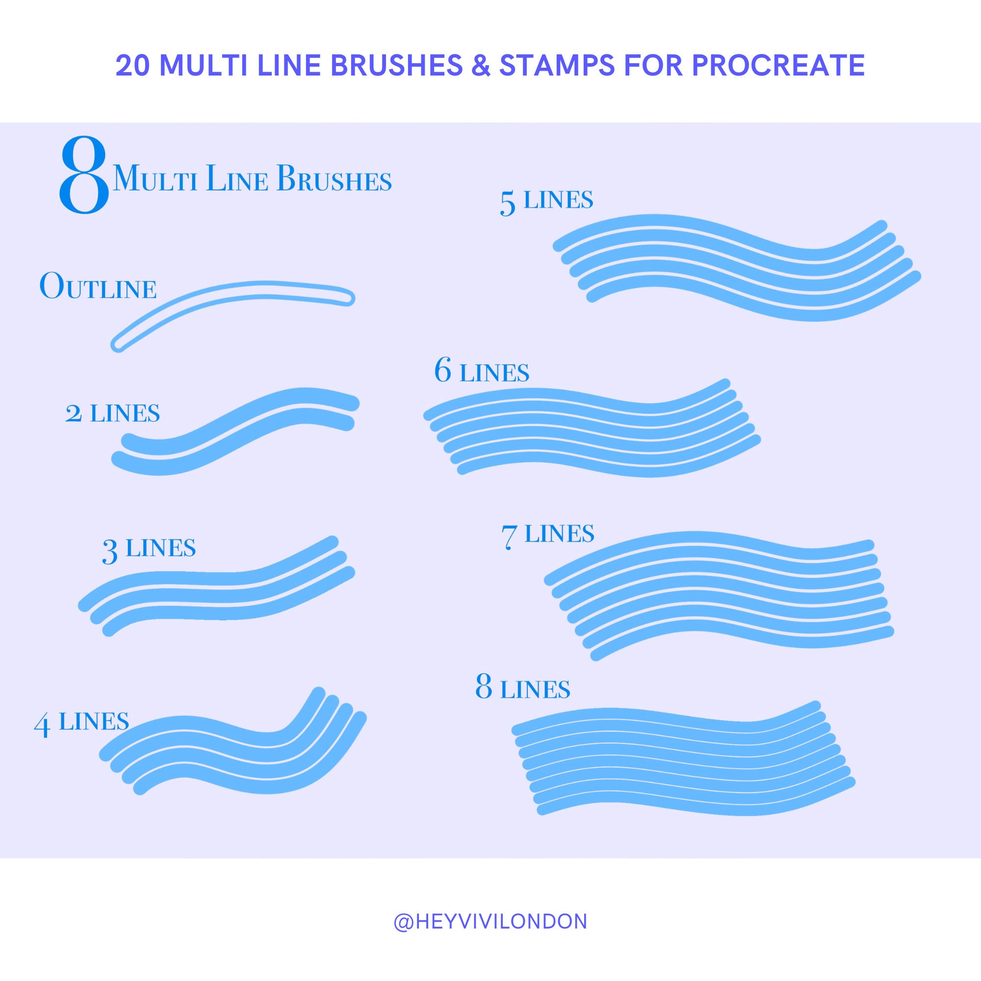 Multi Line Procreate Brushes, Rainbow Maker Stamp Brushes, Multiline ...
