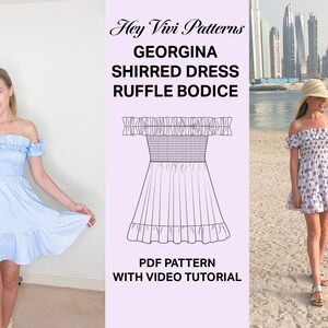 Shirred Dress Digital Sewing Pattern, Shirred Crop Top Pattern, Ruffle ...