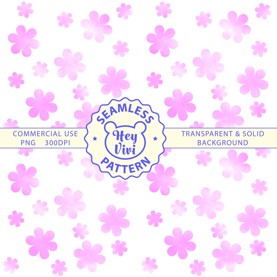 Watercolor Pink Flowers Seamless Pattern Png, Cute Girly Surface ...
