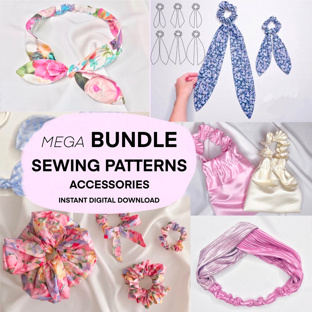 Mega Bundle Sewing Patterns, Scrunchies, Topknot Turban Headbands ...