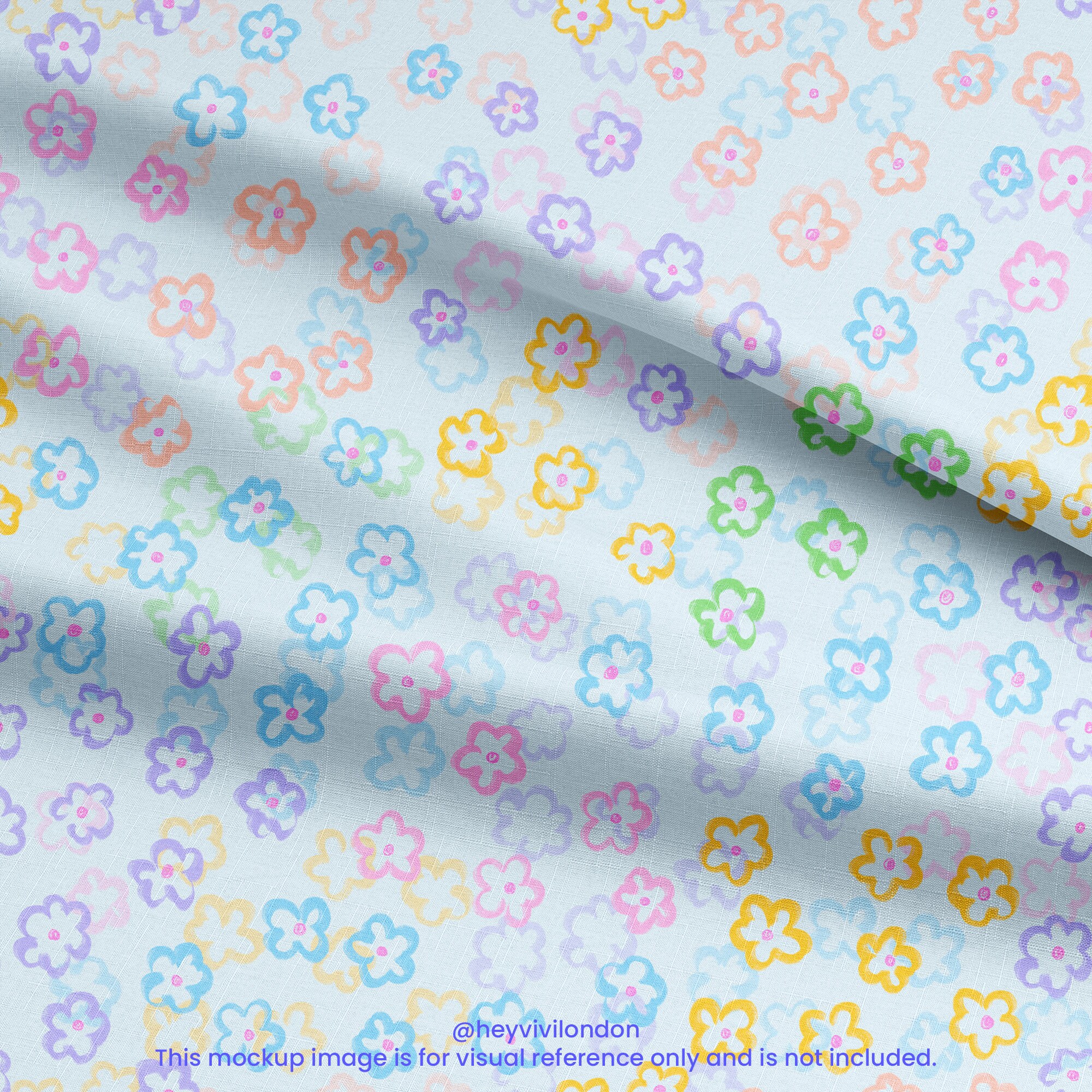 Cute Colorful Floral Seamless Pattern, Kids Blue Spring Summer Flower ...