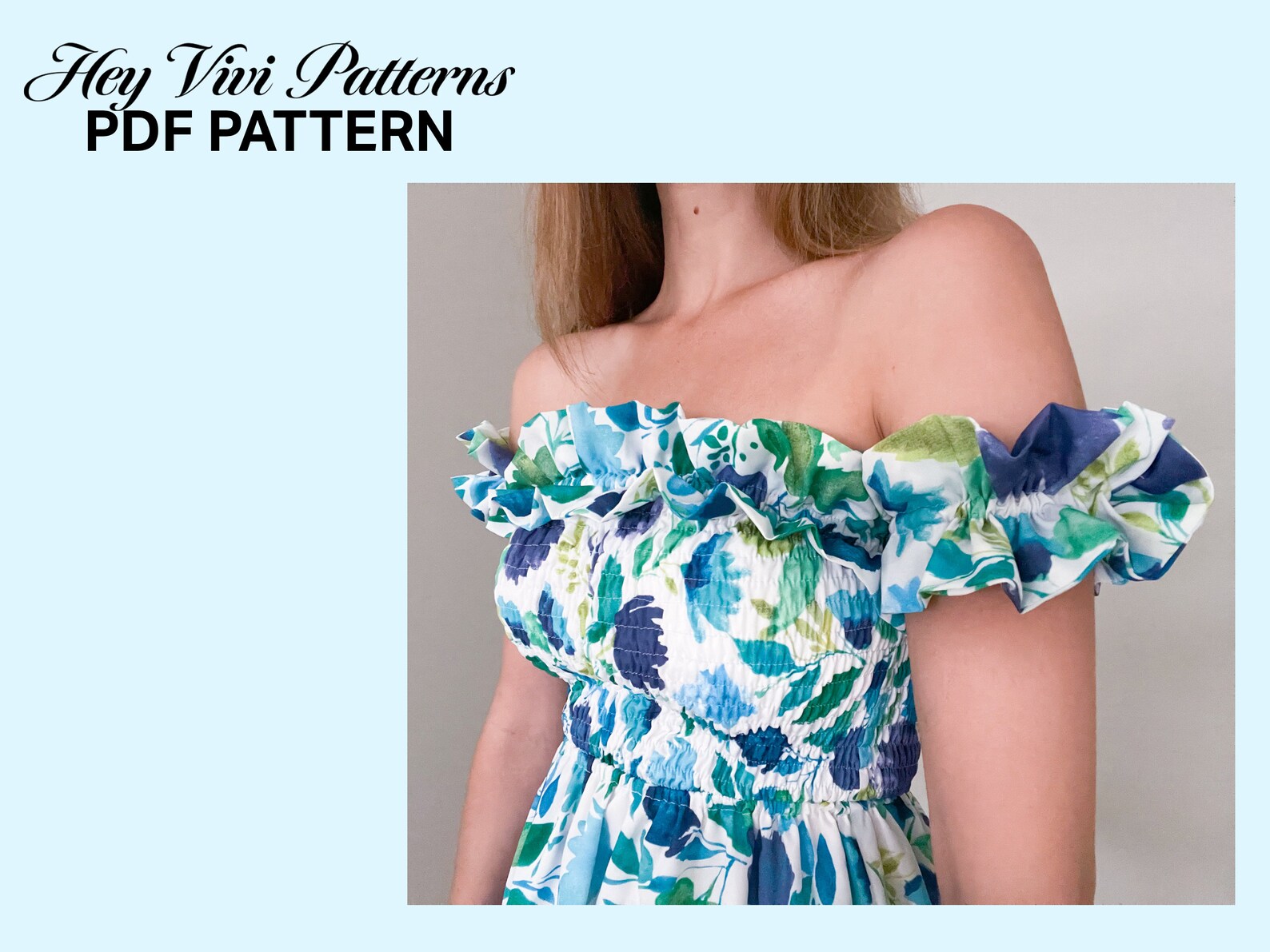 Shirred Dress Digital Sewing Pattern, Shirred Crop Top Pattern, Ruffle ...