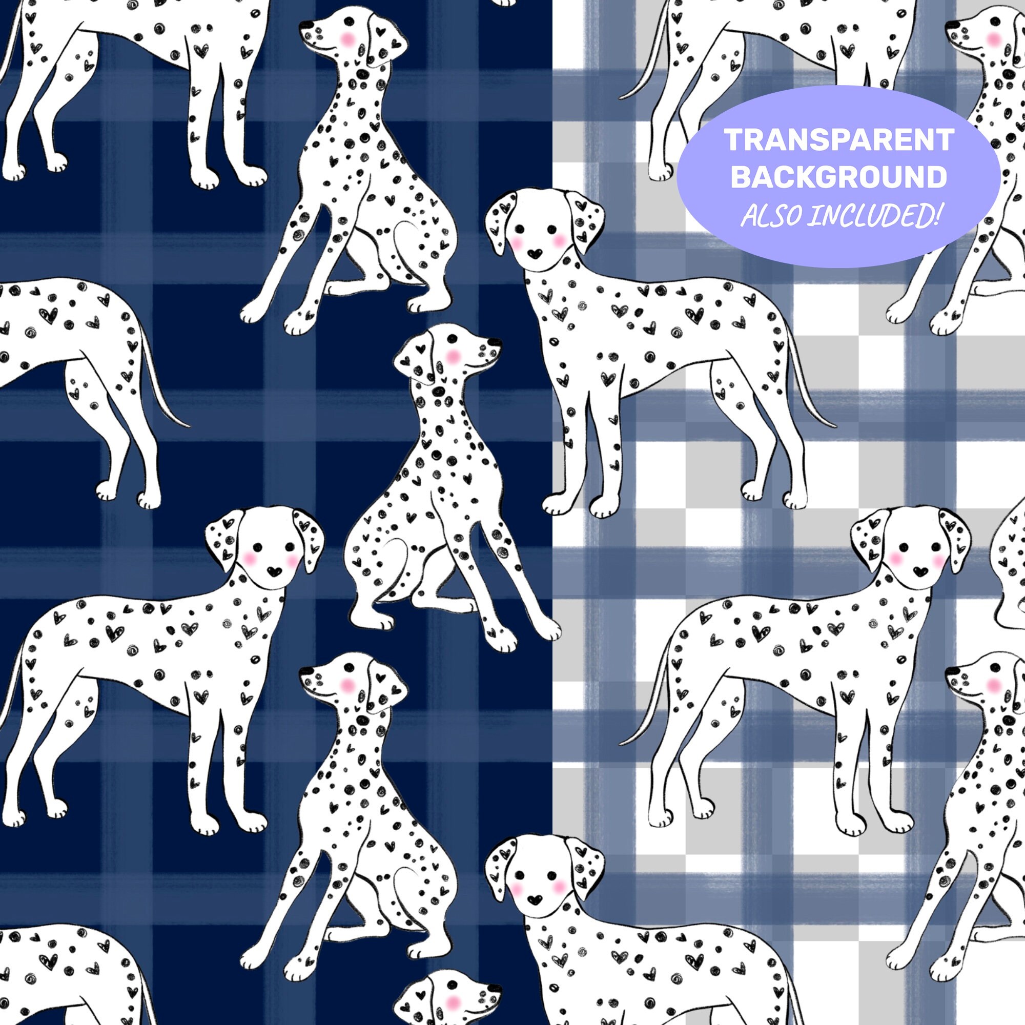 Dalmatian Seamless Pattern, Blue Criss Cross Dogs Surface Pattern ...