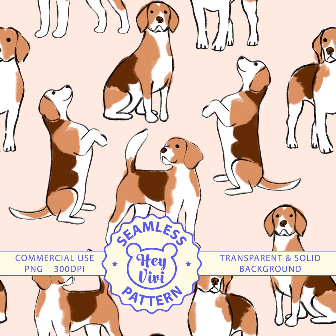 Beagle Dogs Seamless Pattern Cute Animals Digital Paper, Dog Surface ...