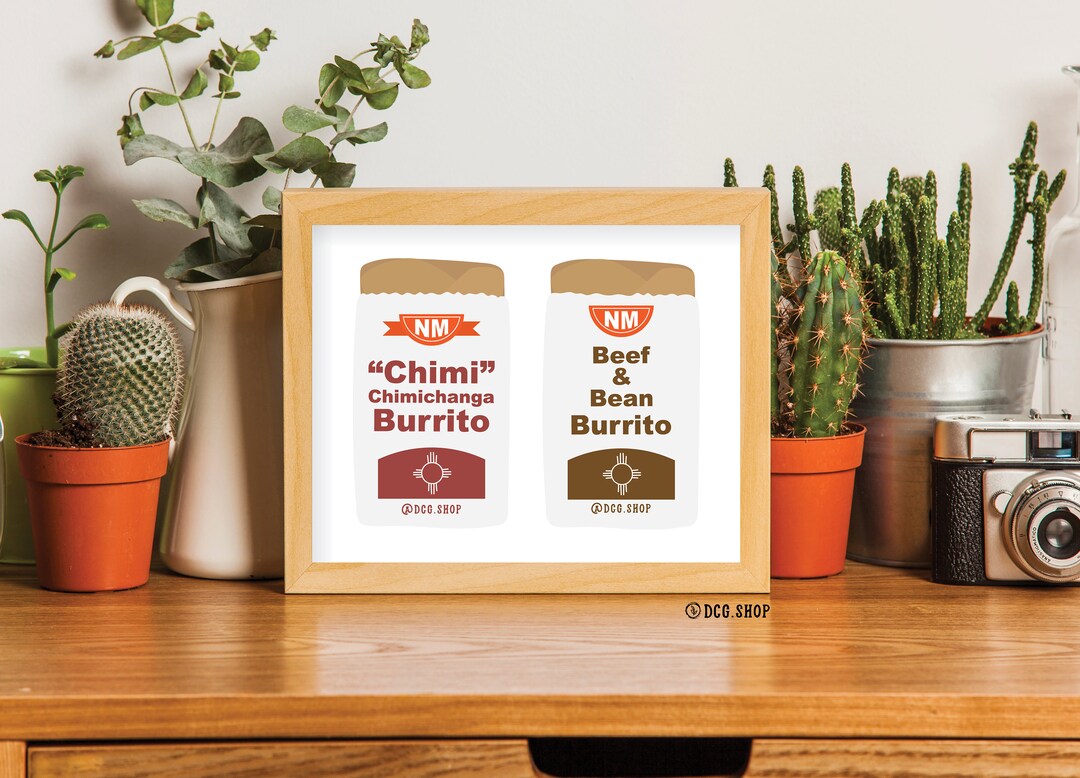 Chimi & Beef and Bean Burrito Art Prints - 8x10 or 5x7 - Digital Art ...