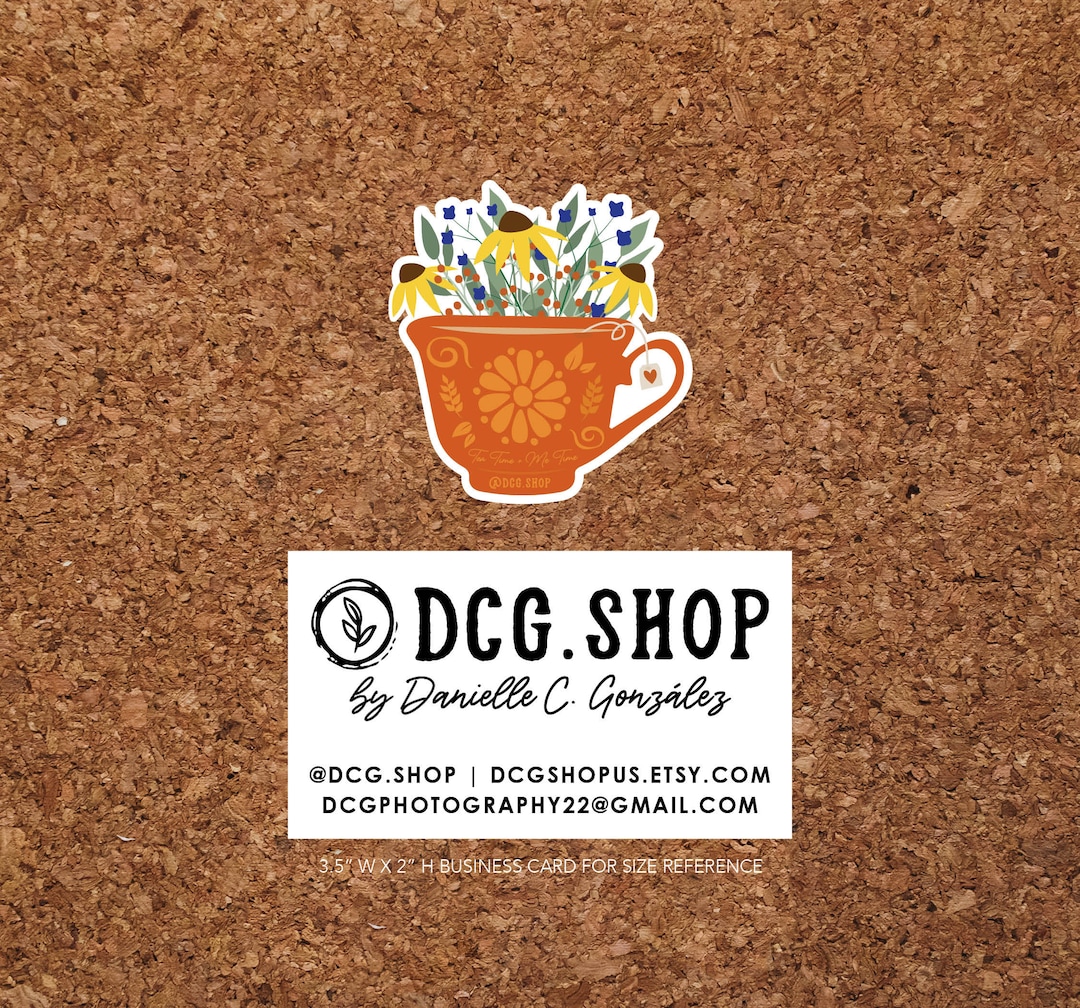 Floral Tea Cup Sticker - Dcg.shop - Etsy