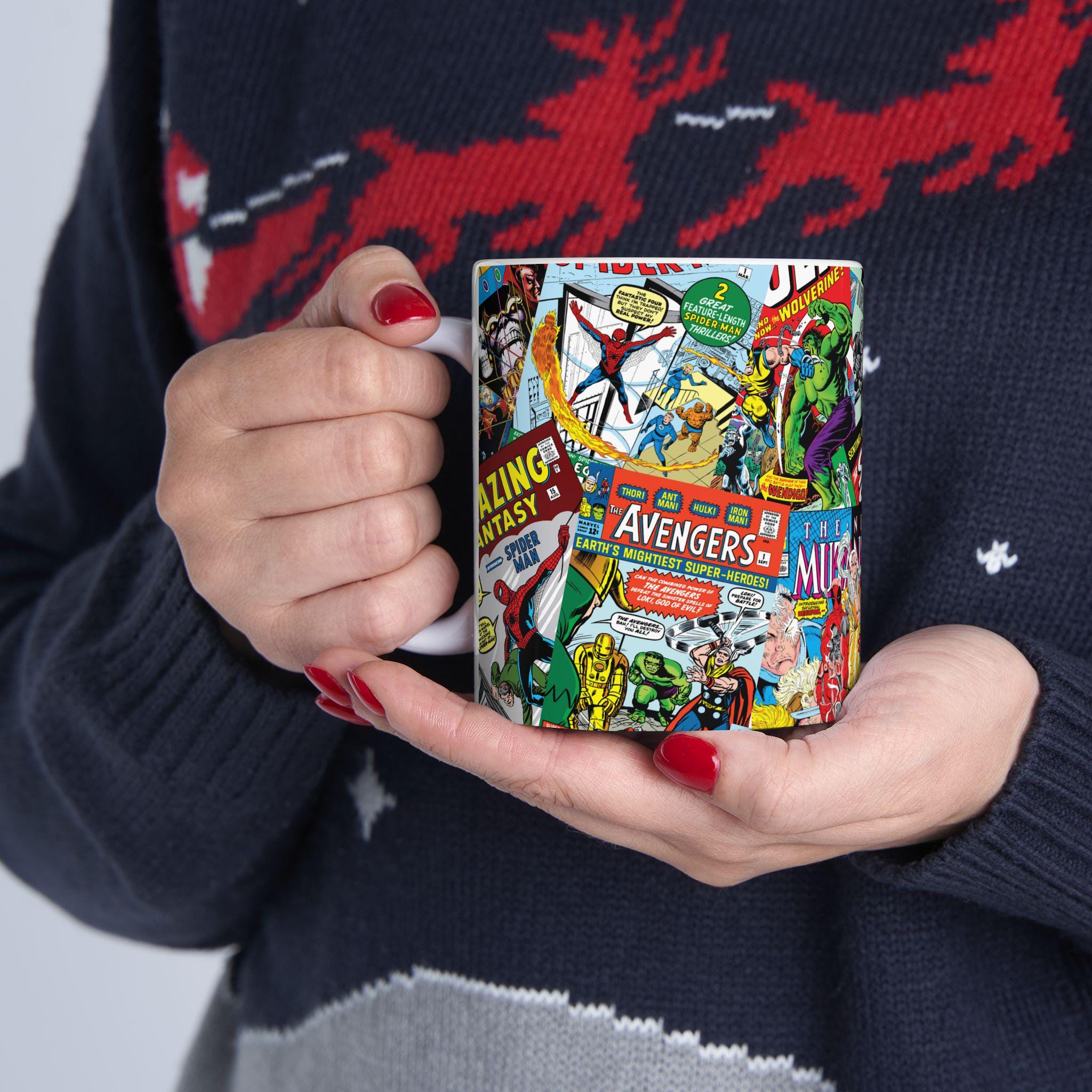 Comic Book Coffee Mug, Classic Comic Covers Collage Ceramic Mug ...