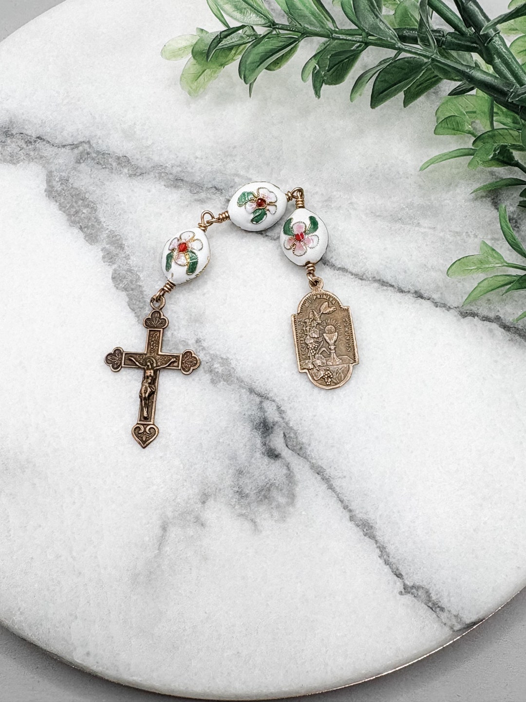 First Holy Communion Three Hail Mary Chaplet | Cloisonné | Solid Bronze ...