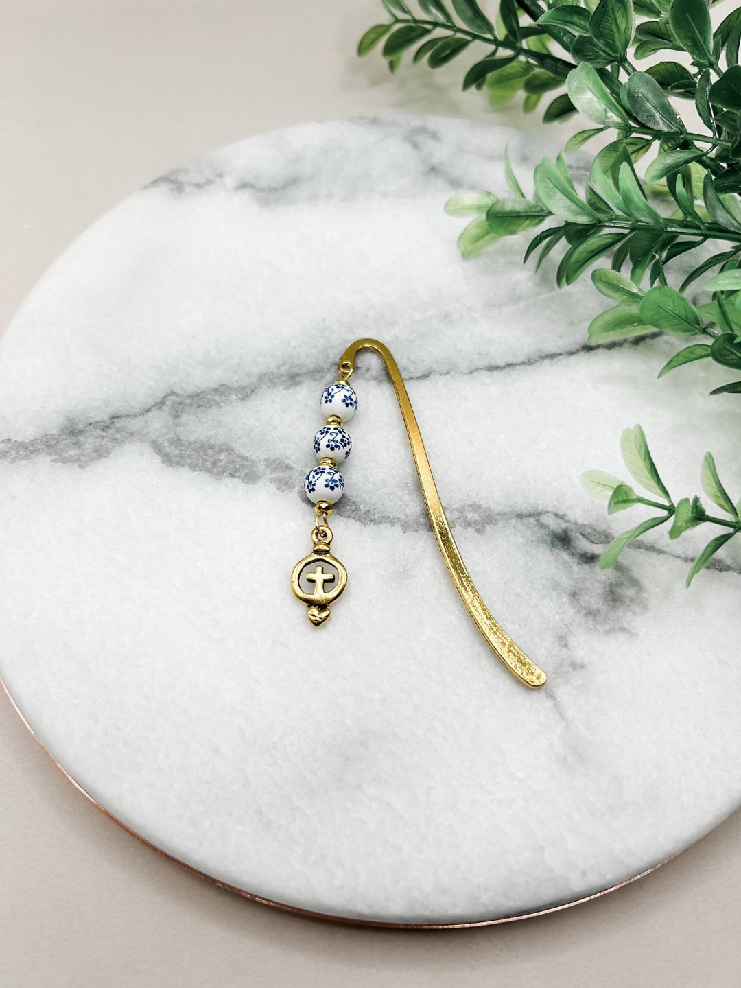 Cross & Heart Bookmark | Ceramic | Gold | Catholic Gift | Religious ...