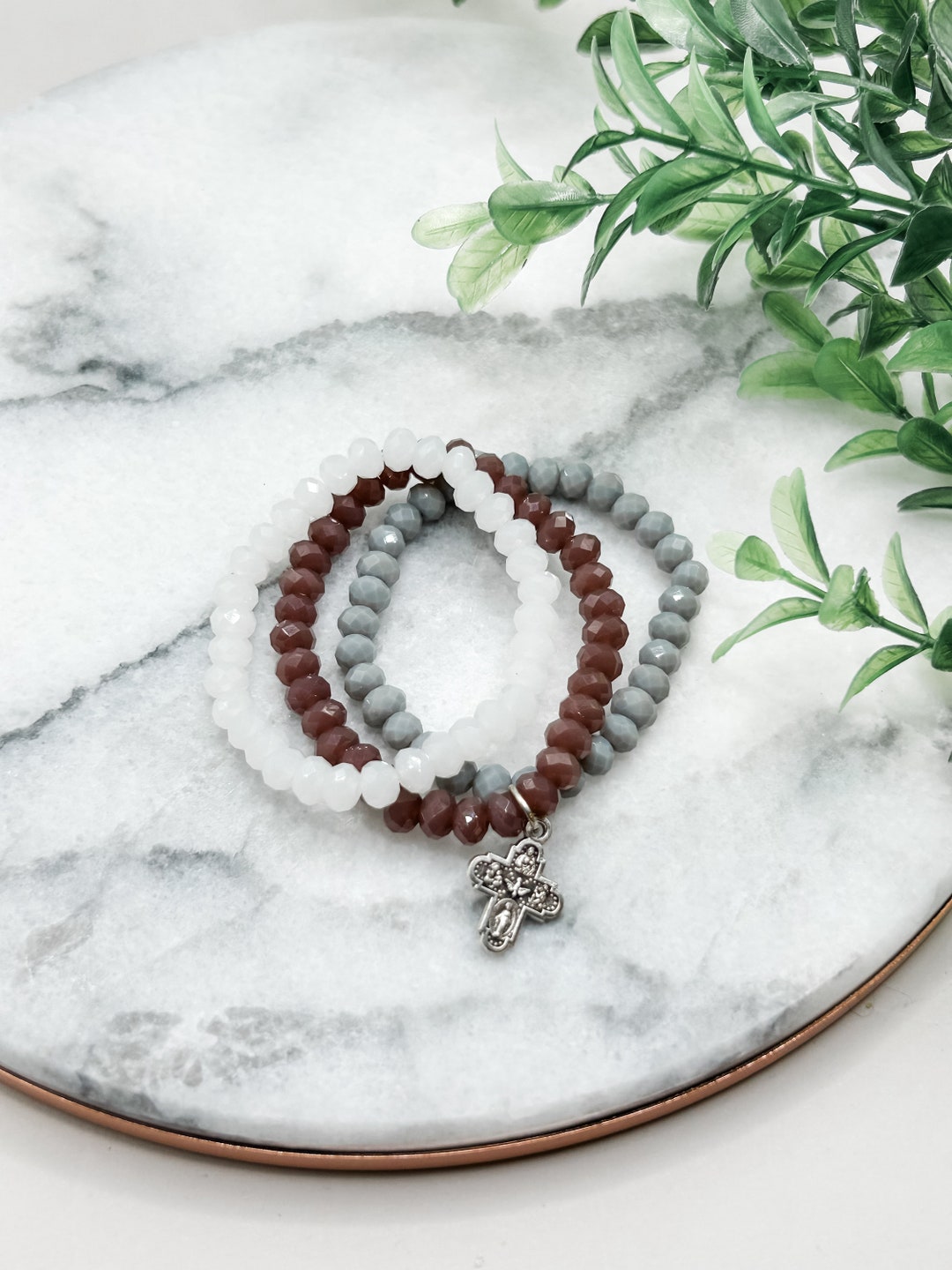 Four Way Cross Child’s Bracelet Stack | Glass | Silver | First ...