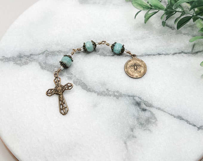 Holy Spirit & Holy Trinity Three Hail Mary Devotional Chaplet | Aqua ...