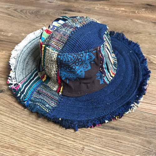 Fairtrade Hemp Cotton Patchwork Frill Flexible Brim Hat H2 - Etsy
