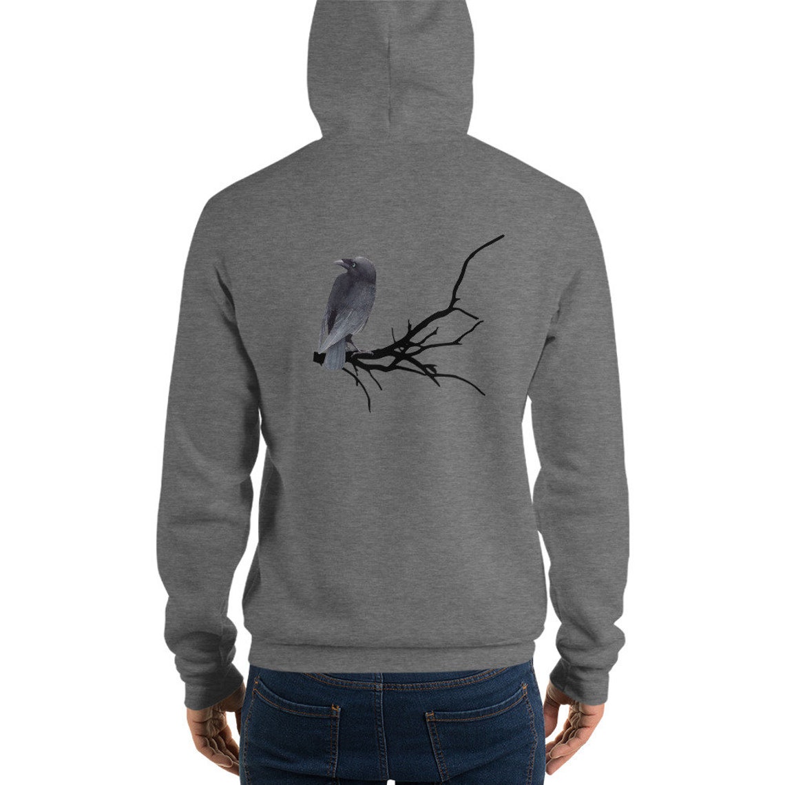 Crow Hoodie/Black Crow Raven Bird Hoodie/Bird Sweatshirt/Raven | Etsy
