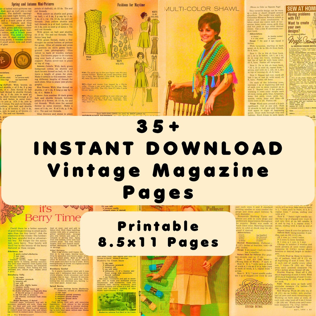 Printable Vintage Magazine | Digital Download Photos | Card Size Prints ...