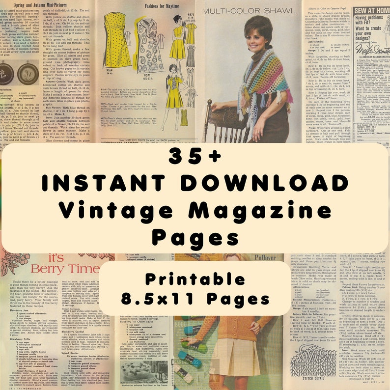 Printable Vintage Magazine | Digital Download Photos | Card Size Prints ...