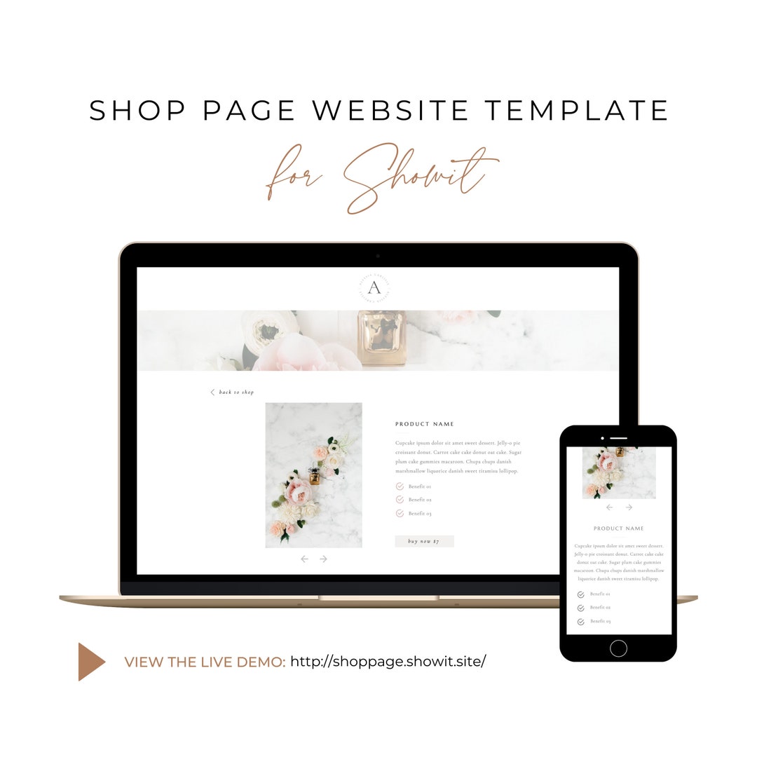 Showit Shop Template, Product Page, Shop Template, Photography Website ...