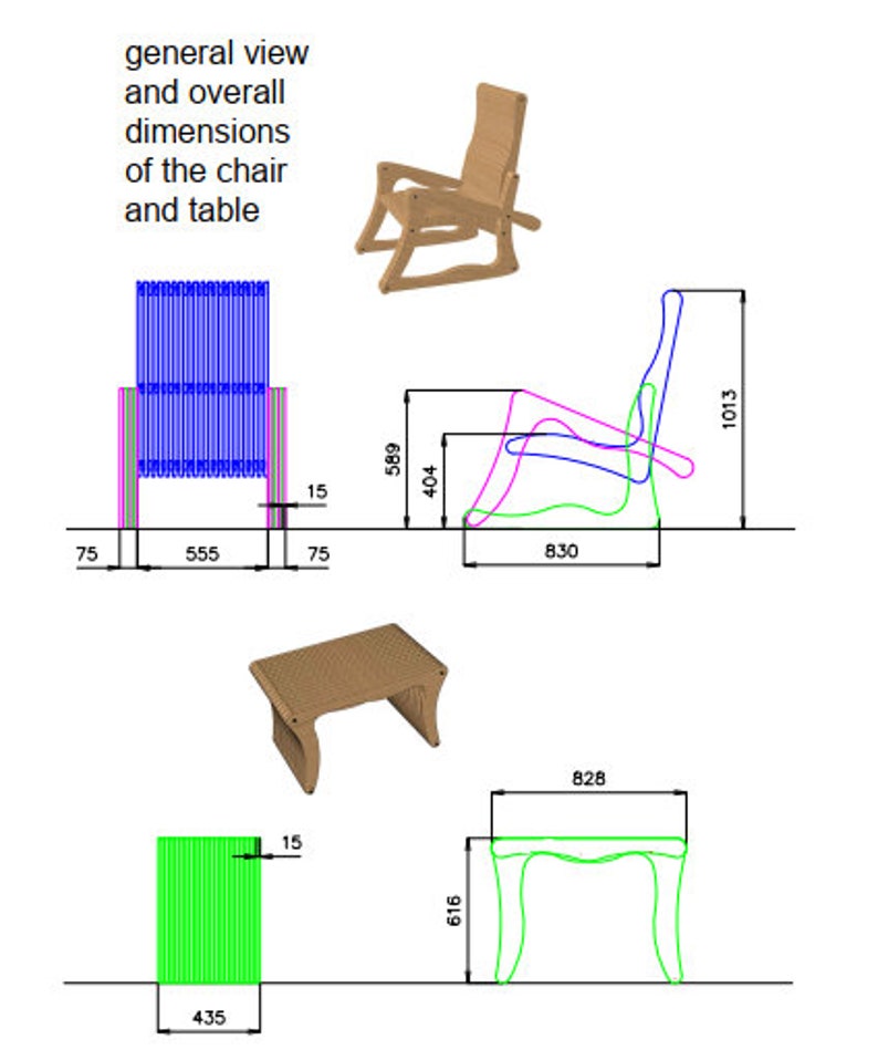 Armchair or Table Furniture Plan Manufacturing and Assembly Digital PDF ...