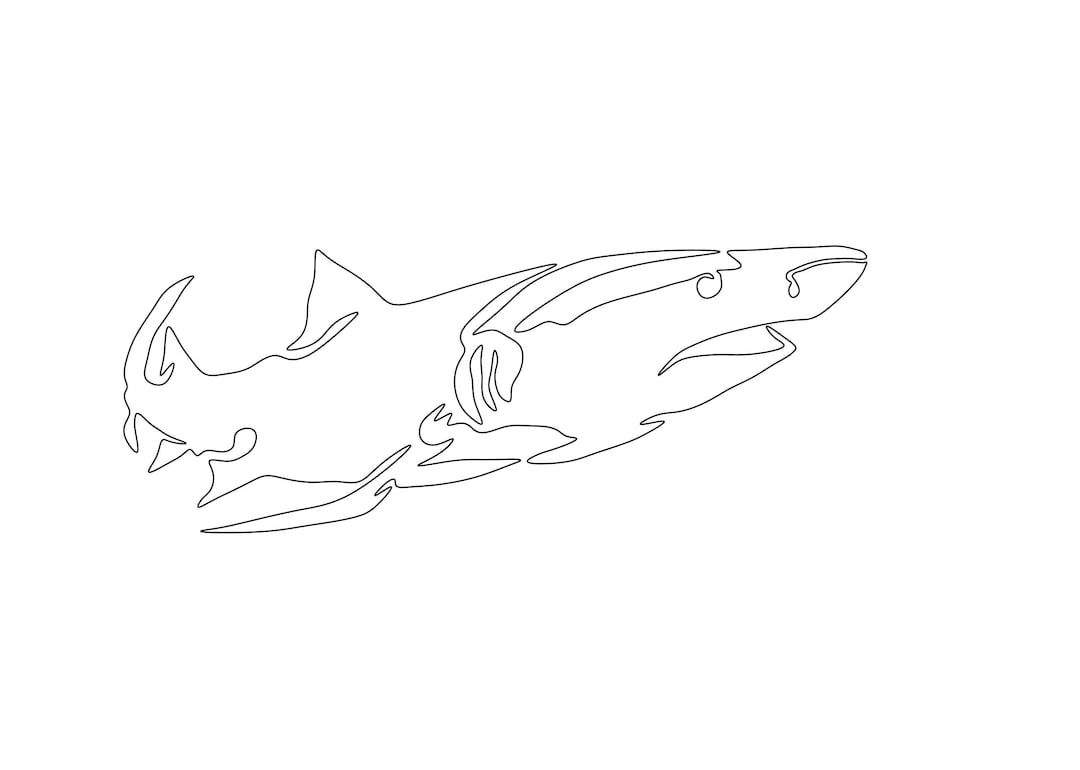 Sharks Clip Art One Line Drawing Art Minimalist Sketch Png, Svg, Dxf ...