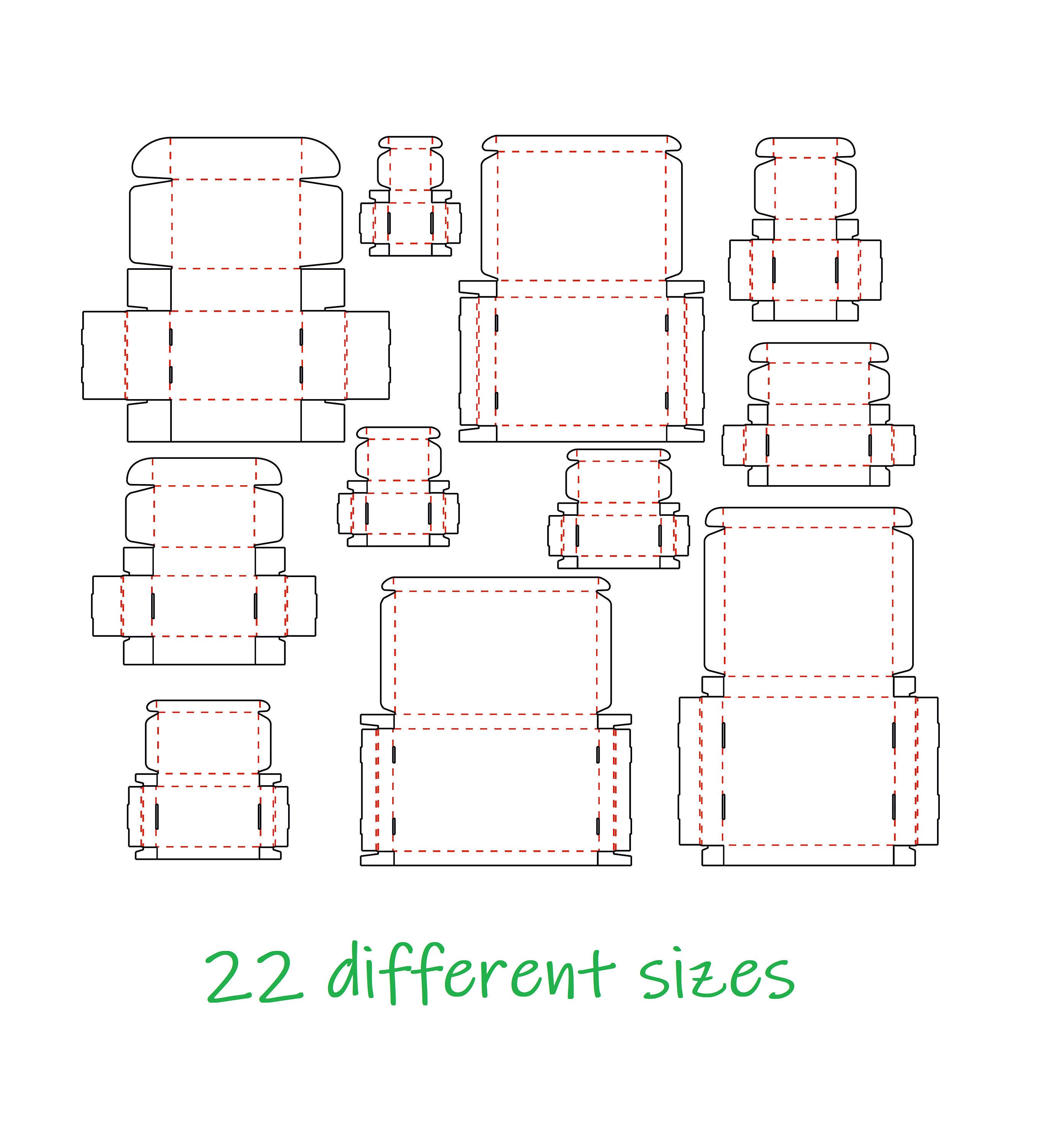 22 Templates Universal Cardboard Box Gift Box Digital Download - Etsy