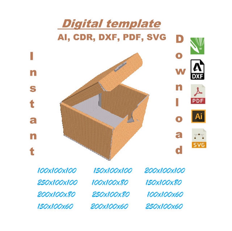 12 Templates Cardboard Box Universal Gift Box Digital Download - Etsy