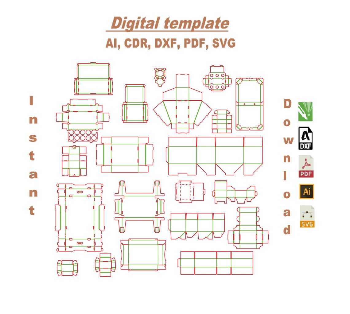 DIY Custom Box Template Cardboard Digital Download - Etsy